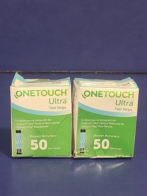 C129 ~ BANDELETTES de test de glucose sanguin One Touch Ultra - 2 x 50 ...
