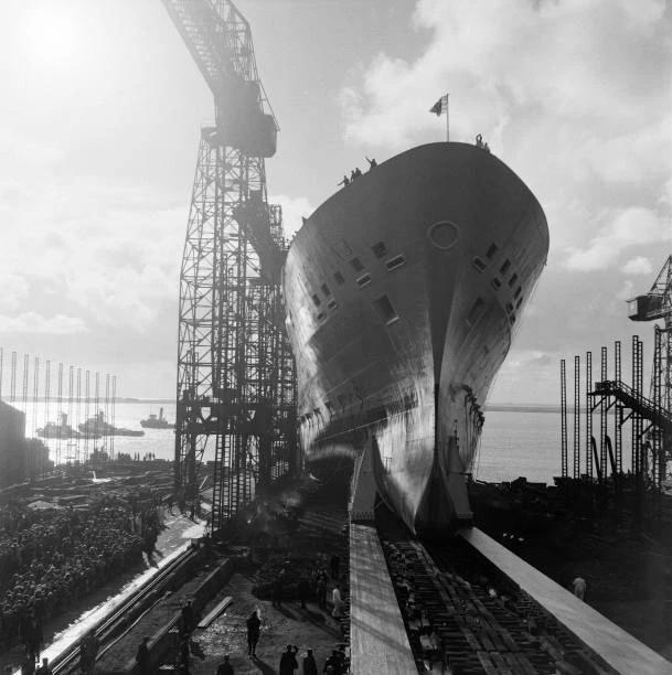 PRINCESS ALEXANDRA LAUNCHES Ss Oriana Ship At Barrow In Furness 1950S ...
