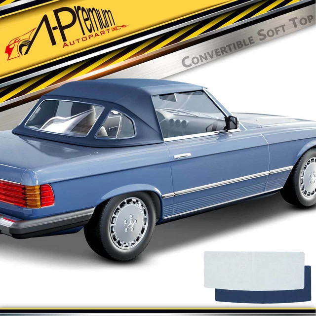 A-PREMIUM BLUE CONVERTIBLE Soft Top for Mercedes-Benz SL R107 1972-1989 ...