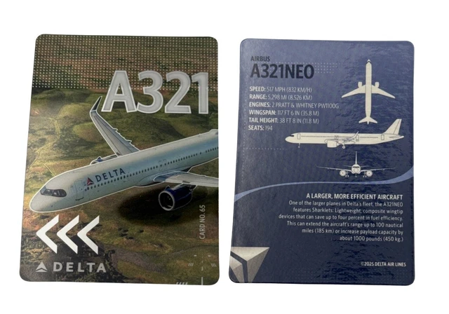NEW RELEASE 2025 Delta Air Lines Airbus A321NEO Pilot Trading Card $27. ...