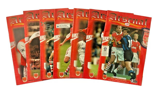 7 X ARSENAL Home Programmes - Season 1995-96 - All listed and pictured ...