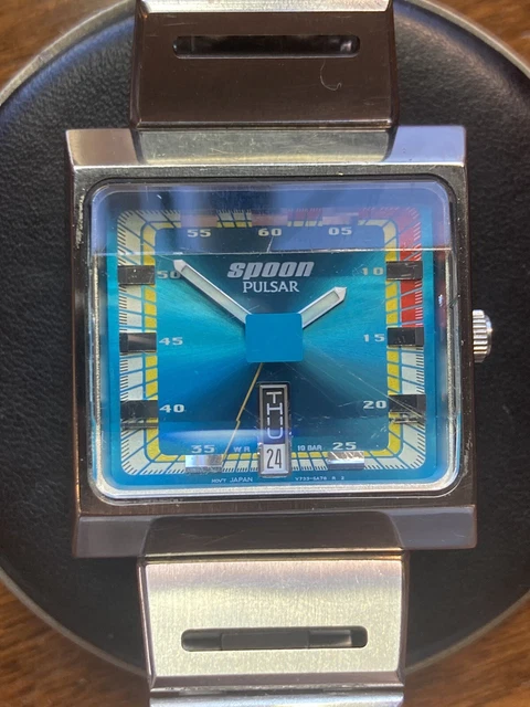 JAPANESE PULSAR SPOON/SEIKO AKA Alba Mens Watch with Faceted Crystal ...