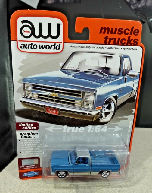 AUTO WORLD MUSCLE Trucks 1985 Chevy silverado Fleetside 1/64 $41.02 ...