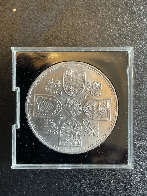 1953 ROYAL CORONATION of Queen Elizabeth II Five-Shillings Crown Coin £ ...