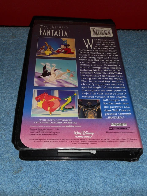 WALT DISNEY'S MASTERPIECE FANTASIA VHS Movie 1991 Clamshell Case EUC ...