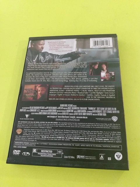 TRAINING DAY (DVD, 2001, Canadian, Widescreen,Snap Case)-067 $4.45 ...
