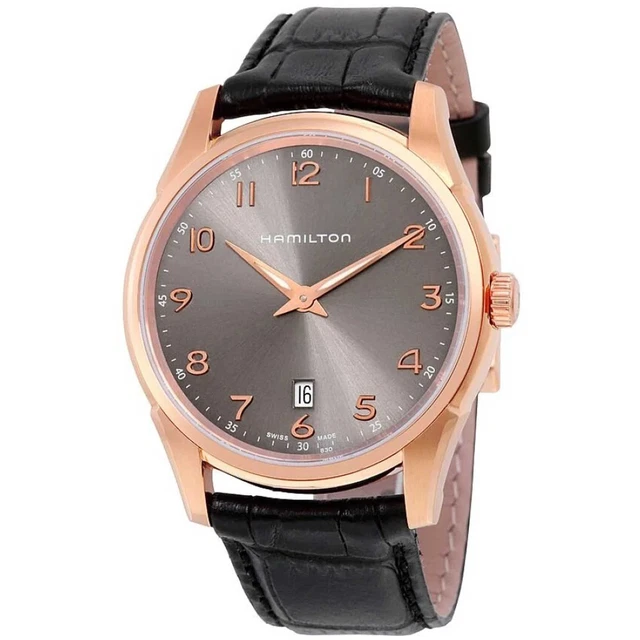 HAMILTON HERREN ARMBANDUHR JAZZMASTER Thinline Gaue Ziffern Schwarz ...