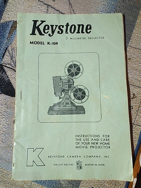 VINTAGE KEYSTONE PROJECTOR 8MM Model K-109 Instructions Manual Booklet ...
