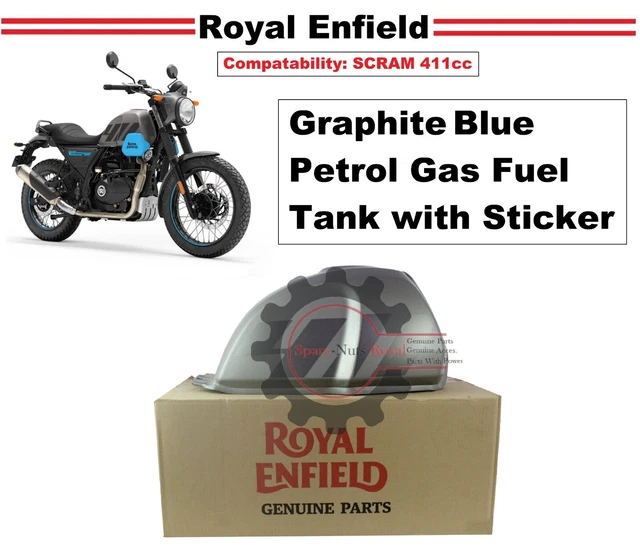 ROYAL ENFIELD « réservoir de carburant essence bleu graphite avec autocollant » pour SCRAM 411cc ...