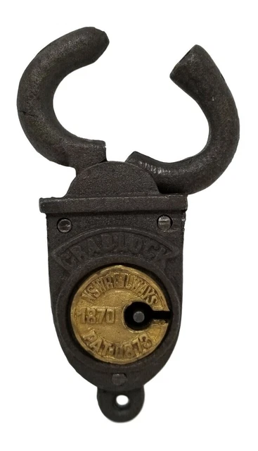 PADLOCK CRAB LOCK NSW Railways Pat 1873 old 5" Cast Iron Working DECOR ...