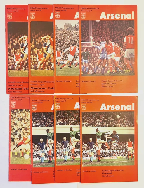 8 X ARSENAL Home Programmes - Season 1977-78 - All listed & pictured £1 ...