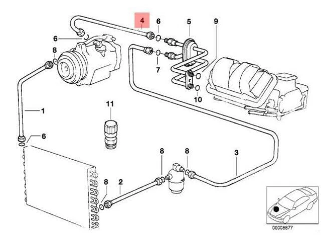 ORIGINAL BMW E36 Compact Evaporator Compressor Suction Pipe OE ...