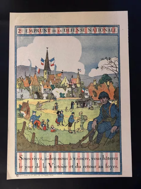 ANCIENNE AFFICHE 2ÈME emprunt de la Défense nationale. Hansi. 1916 ...