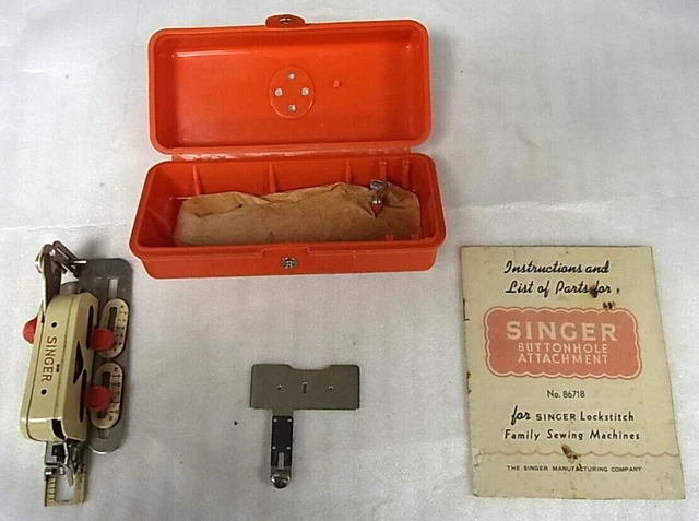 GENUINE SINGER 86718 Buttonholer Attachment Complete Boxed Instructions ...