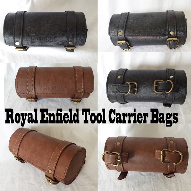 ROYAL ENFIELD BULLET Motorcycle Tool Roll Box Kit Leather Small Carrier ...