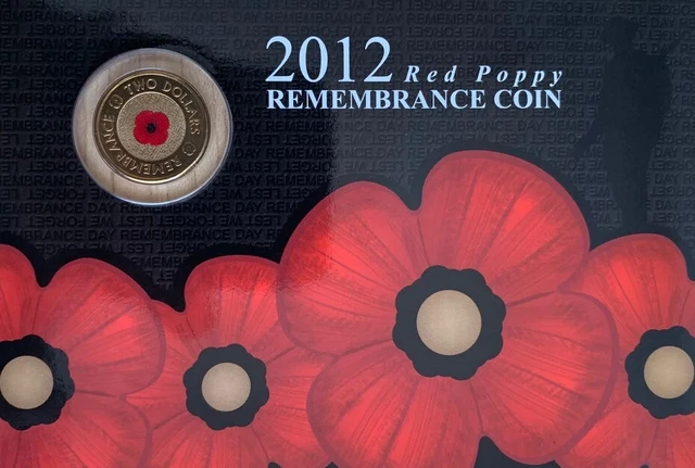 2012 SHERWOOD $2 Poppy Remembrance Day RAM UNC Coloured Coin - Carded ...