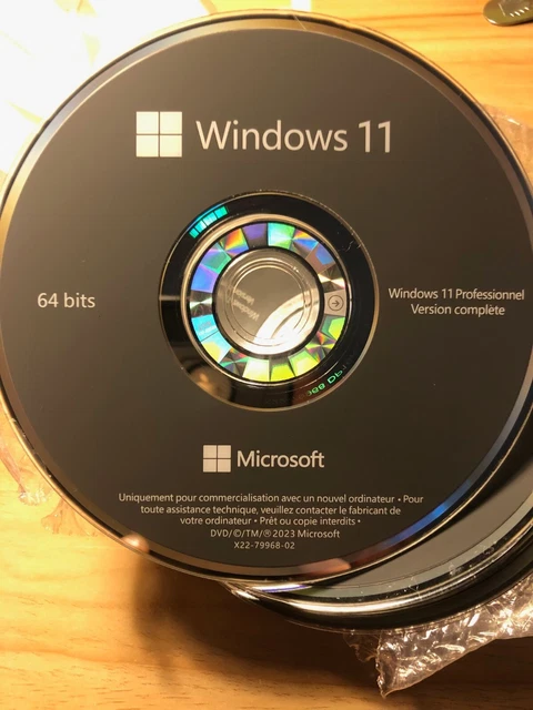 DVD MICROSOFT WINDOWS 11 Pro 64-Bits langue française (aucune licence ...