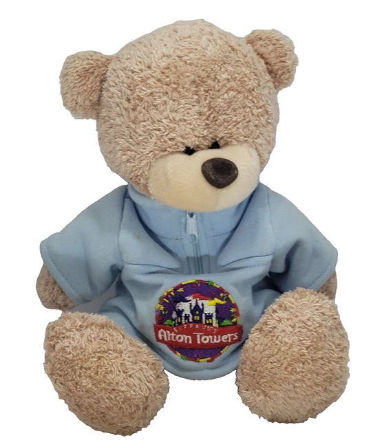 TUSSAUDS ALTON TOWERS Teddy Bear 10" Plush Soft Toy Blue Top Cuddly ...