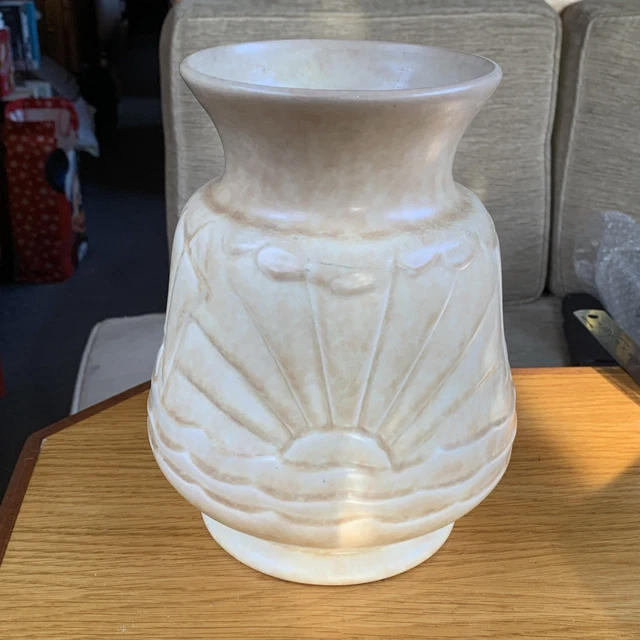 VINTAGE ART DECO George Clews & Co Chameleon Ware Longboat Sunrise Vase ...