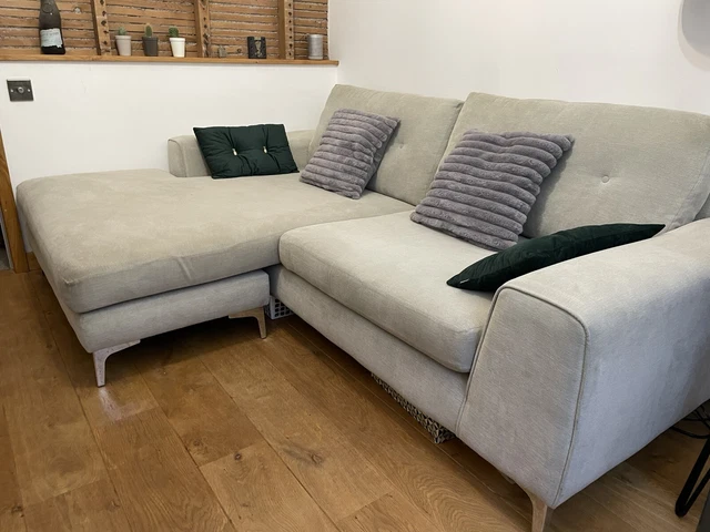 MODERN SOFOLOGY DEMURE Sofa Reversible Left Right Chaise Light Grey Chrome Feet 250.00 PicClick UK