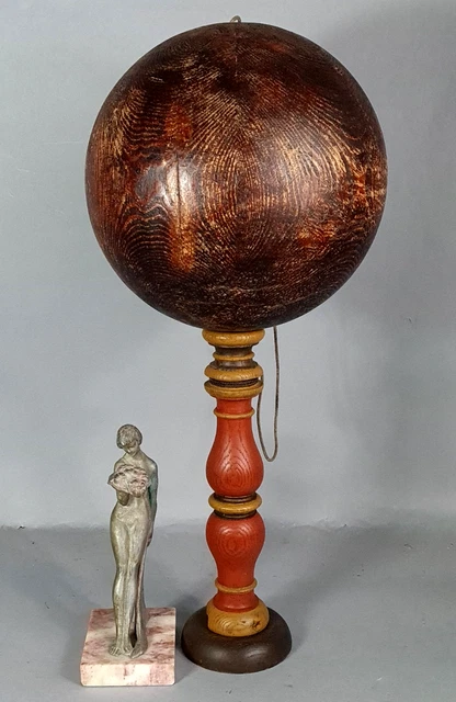 ANCIEN BILBOQUET GÉANT bois et pied polychrome 58x25 cm Bel état C853 ...