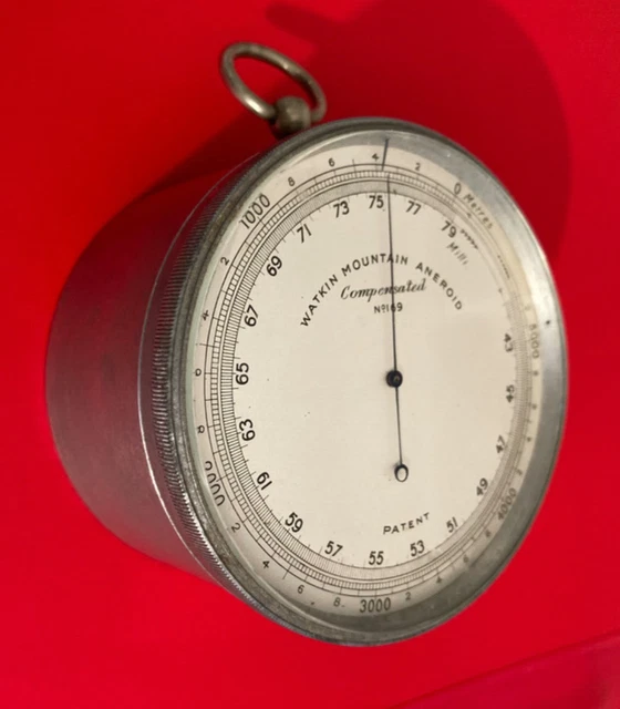 A WATKIN PATENT Mountain Aneroid Barometer Altimeter With Shutoff ...