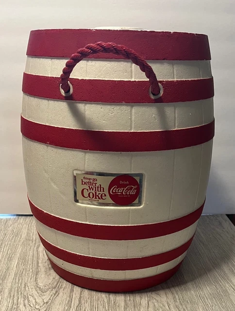 VINTAGE 1960'S COCA Cola Styrofoam Barrel Cooler “Things Go Better With ...