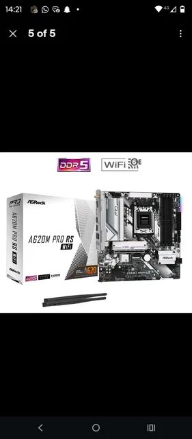 ASROCK A620M PRO RS AM5 Motherboard, DDR5, SATA3, M.2, Realtek GbE/WiFi ...