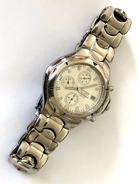 CHRONOGRAPHE À QUARTZ Citizen WR50 montre homme ton argent 0510 S68121 ...