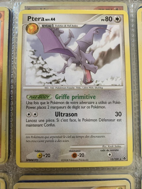 CARTE POKEMON PTERA 15/100 Rare Diamant et Perle D&P FR OCCASION EUR 2 ...