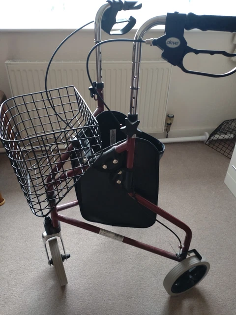 DRIVE 3 WHEEL Tri Walker Rollator Folding Walking Frame Mobility Aid £ ...