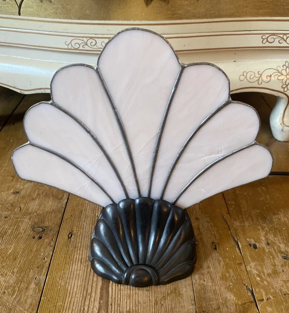 ART DECO STYLE Pink Glass Tiffany Fan Table Lamp Brass Effect EUR 57,02 ...