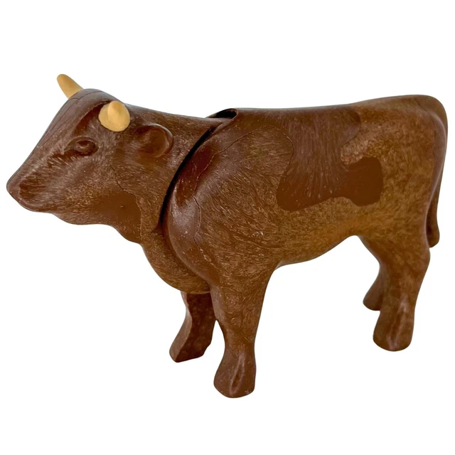PLAYMOBIL TAUREAU MARRON vache animal médiéval ferme EUR 14,00 ...