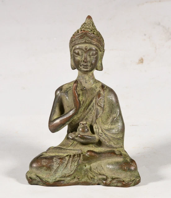 3.5 '' VIEUX Bouddha Shakyamuni Amitabha en bronze tibétain EUR 42,00 - PicClick FR