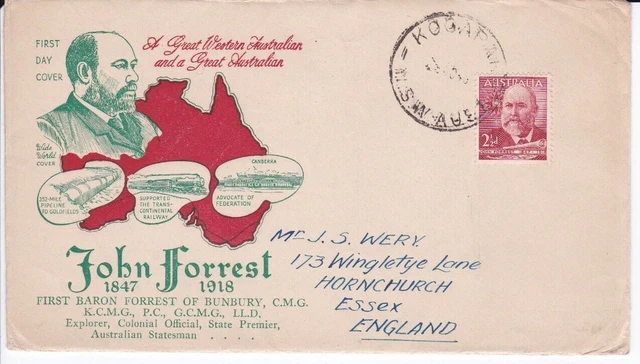 AFD5157) AUSTRALIA 1949 2½d John Forrest on Wide World FDC. Addressed ...
