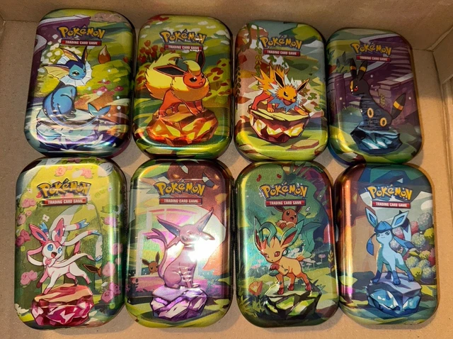 POKEMON TCG PRISMATIC Evolutions Mini Tins x 8 Full Complete Art Set ...