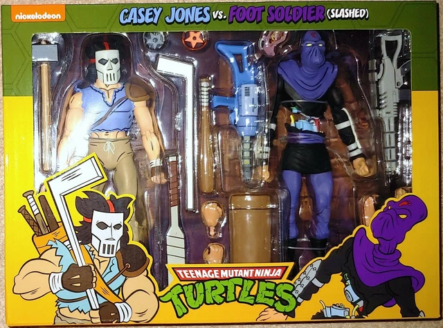NECA TMNT TURTLES 1988 Cartoon Casey Jones Vs Slashed Foot Soldier MISB ...
