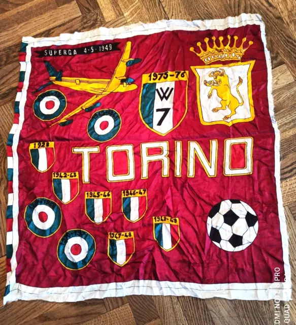 BANDIERA TORINO CALCIO anni 70 Invincibili Superga Flag vintage Toro ...