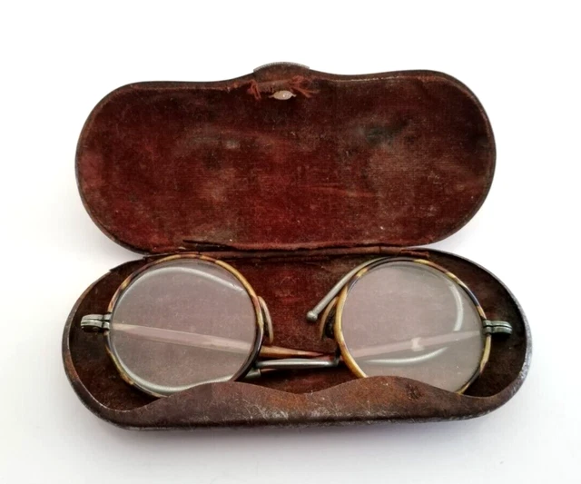 BINOCLE BESICLE LORGNON ancien dans sa boite en métal et velours époque ...