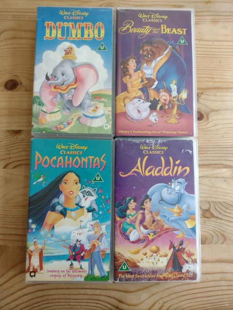 BUNDLE OF 4 Disney VHS Videos Aladdin Dumbo Pocahontas Beauty And The ...
