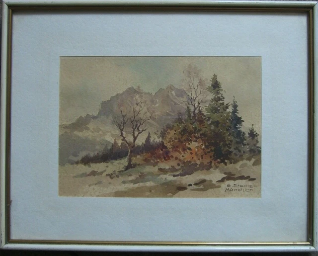 E.STADLER MUNICH°AQUARELLE WETTERSTEINGEBIRGE Alpes Antique Cadre Signé EUR 205,44 - PicClick FR