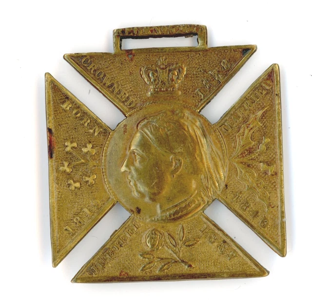 QUEEN VICTORIA GOLDEN Jubilee medal medallion cross & portrait antique ...