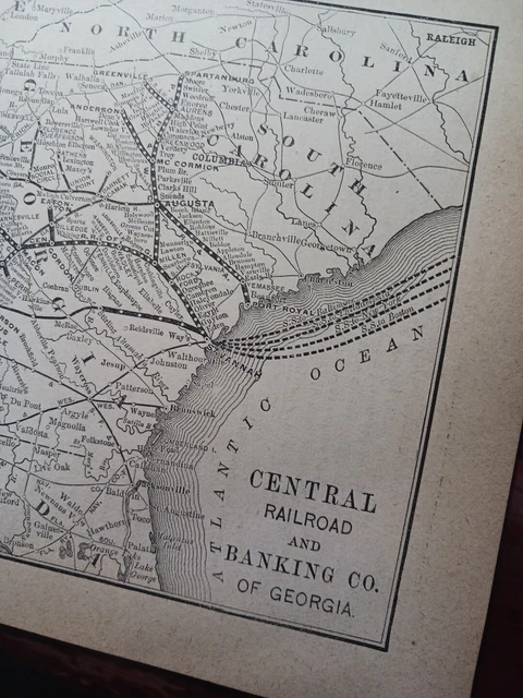 1890 TRAIN ROUTE Map CENTRAL RAILROAD & BANKING COMPANY OF GEORGIA all ...