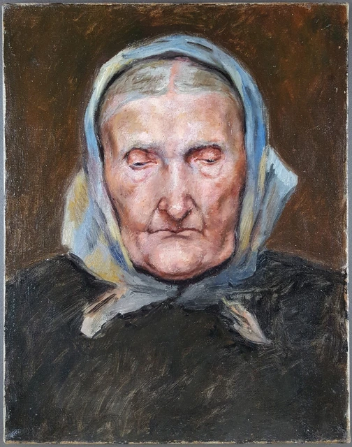 ANCIEN TABLEAU &PORTRAIT d'une Dame Agée" Peinture Huile Painting ...