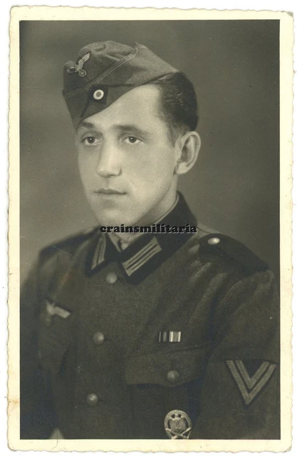 ORIG. FOTO AK Portrait Heer Obergefreiter mit ASA Sturmabzeichen 1942 ...