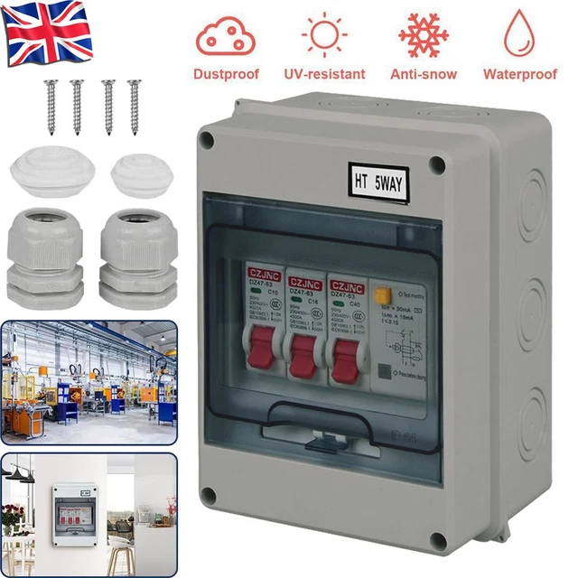 5-WAY GARAGE SHED Camper Van Caravan Consumer Unit Fuse Box with RCD ...