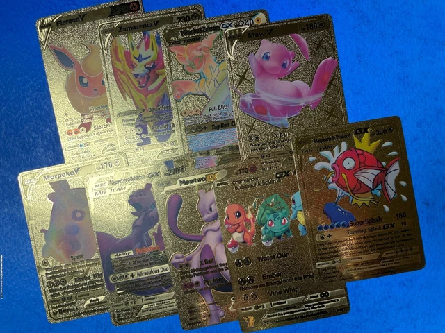 9 X POKÉMON Gold Foil Fan Art Cards Bundle - Pikachu Mew Flareon V GX ...