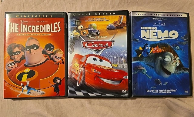 FINDING NEMO (2 Disc) 2003, Cars 2006 & The Incredibles (2 Discs) 2004 ...
