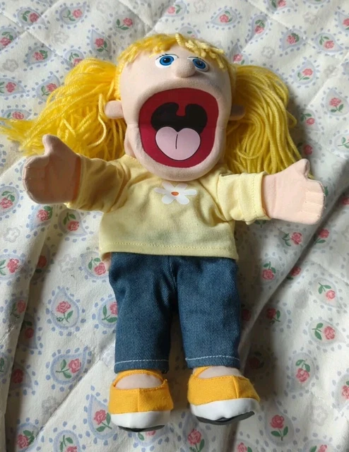 SILLY PUPPETS KATIE Peach Girl Yellow Hair Doll Hand Puppet Soft Plush ...