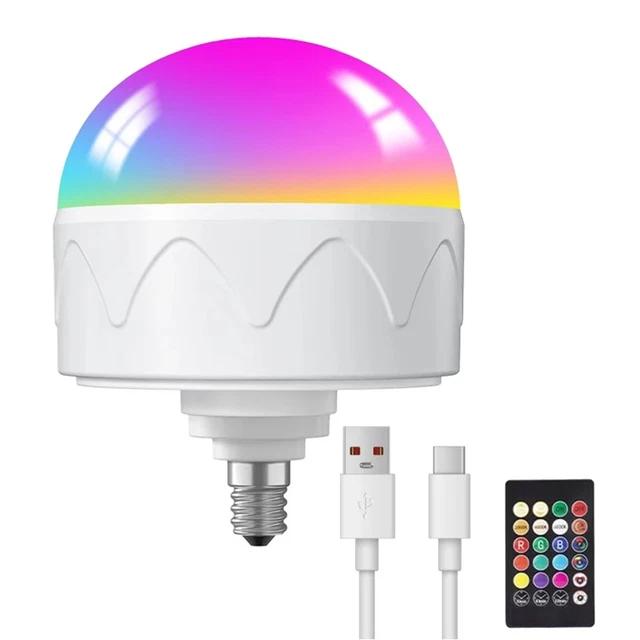 E12 RECHARGEABLE LIGHT Bulbs with Remote 2200mAh Battery Operated ...